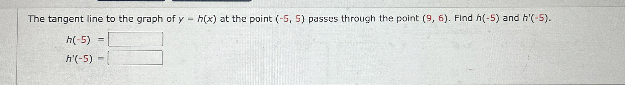 Solved The tangent line to the graph of y=h(x) ﻿at the point | Chegg.com