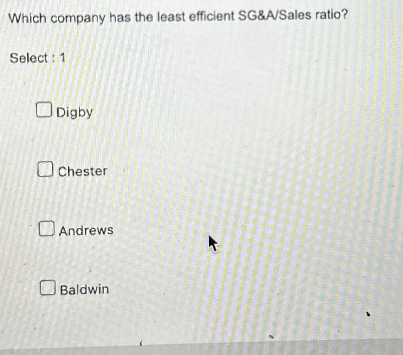Solved Which company has the least efficient SG&AVSales | Chegg.com