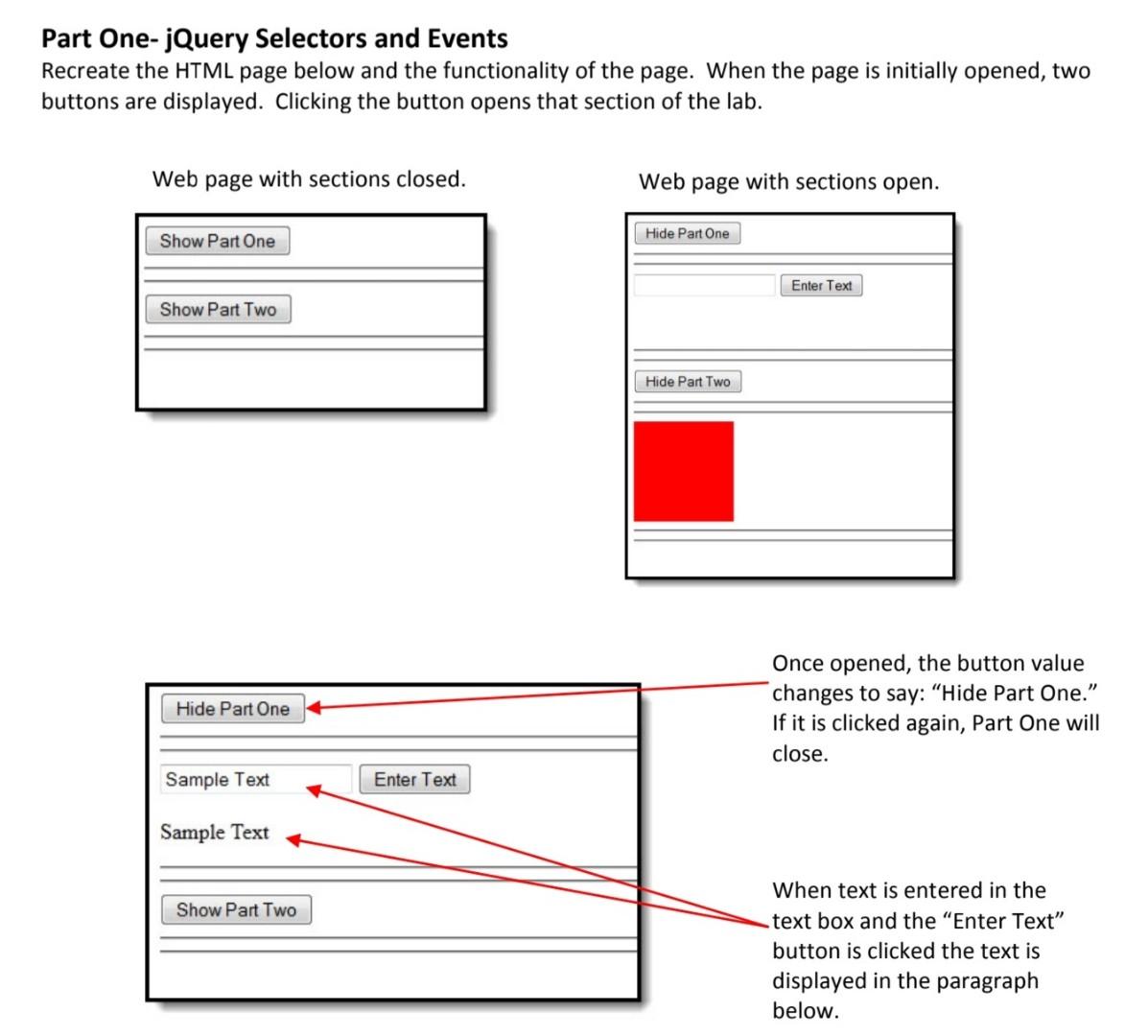Part One Jquery Selectors And Events Recreate The 