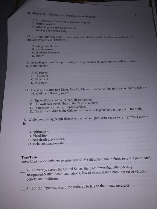 Solved 38. Which of the following is an example of | Chegg.com