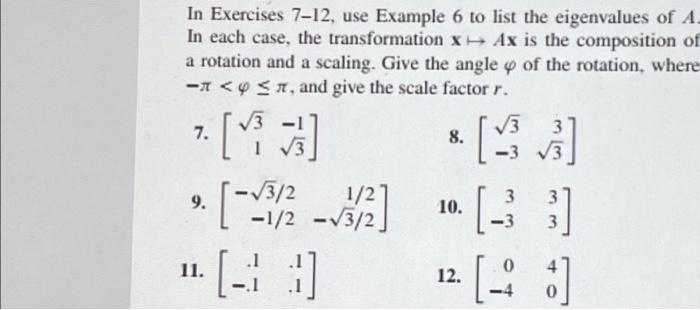 In Exercises 7-12, use Example 6 to list the | Chegg.com
