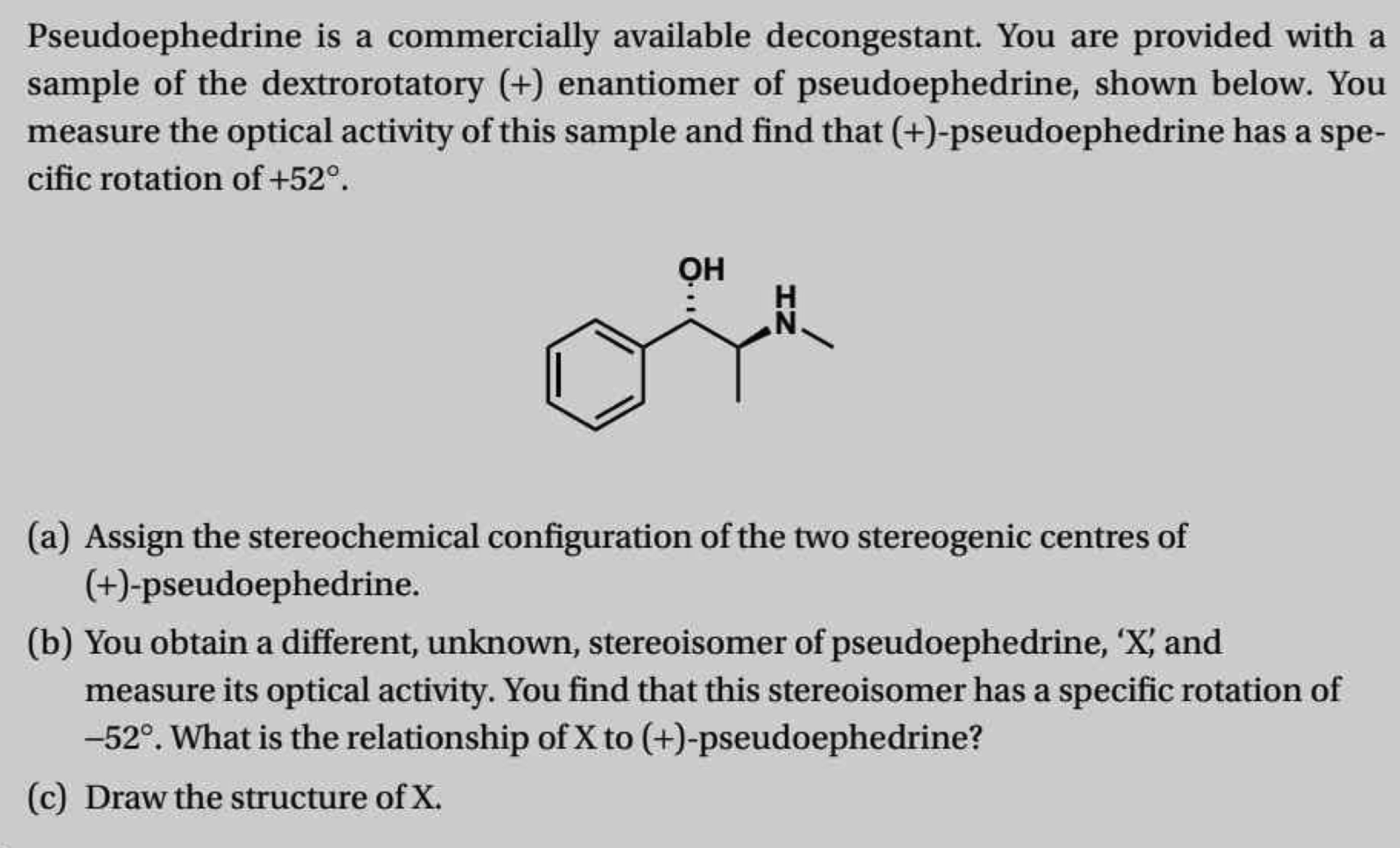 Solved Pseudoephedrine is a commercially available | Chegg.com