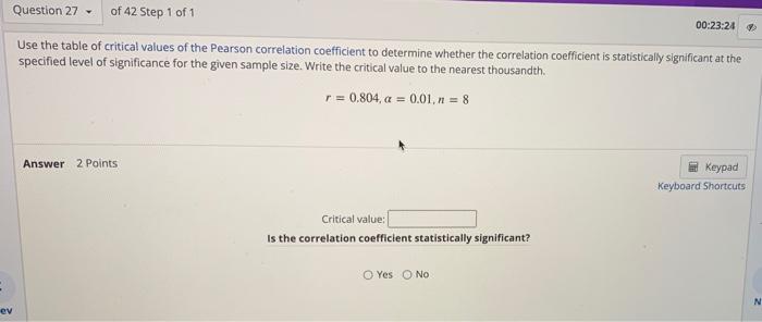 Solved Use the table of critical values of the Pearson | Chegg.com