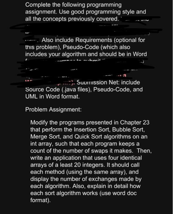 Solved Complete The Following Programming Assignment Use 