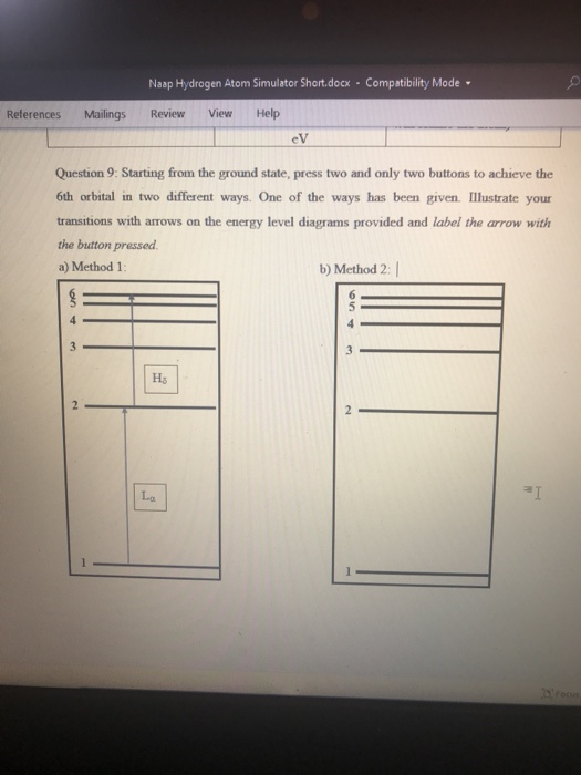Solved Naap Hydrogen Atom Simulator Short.docx. | Chegg.com