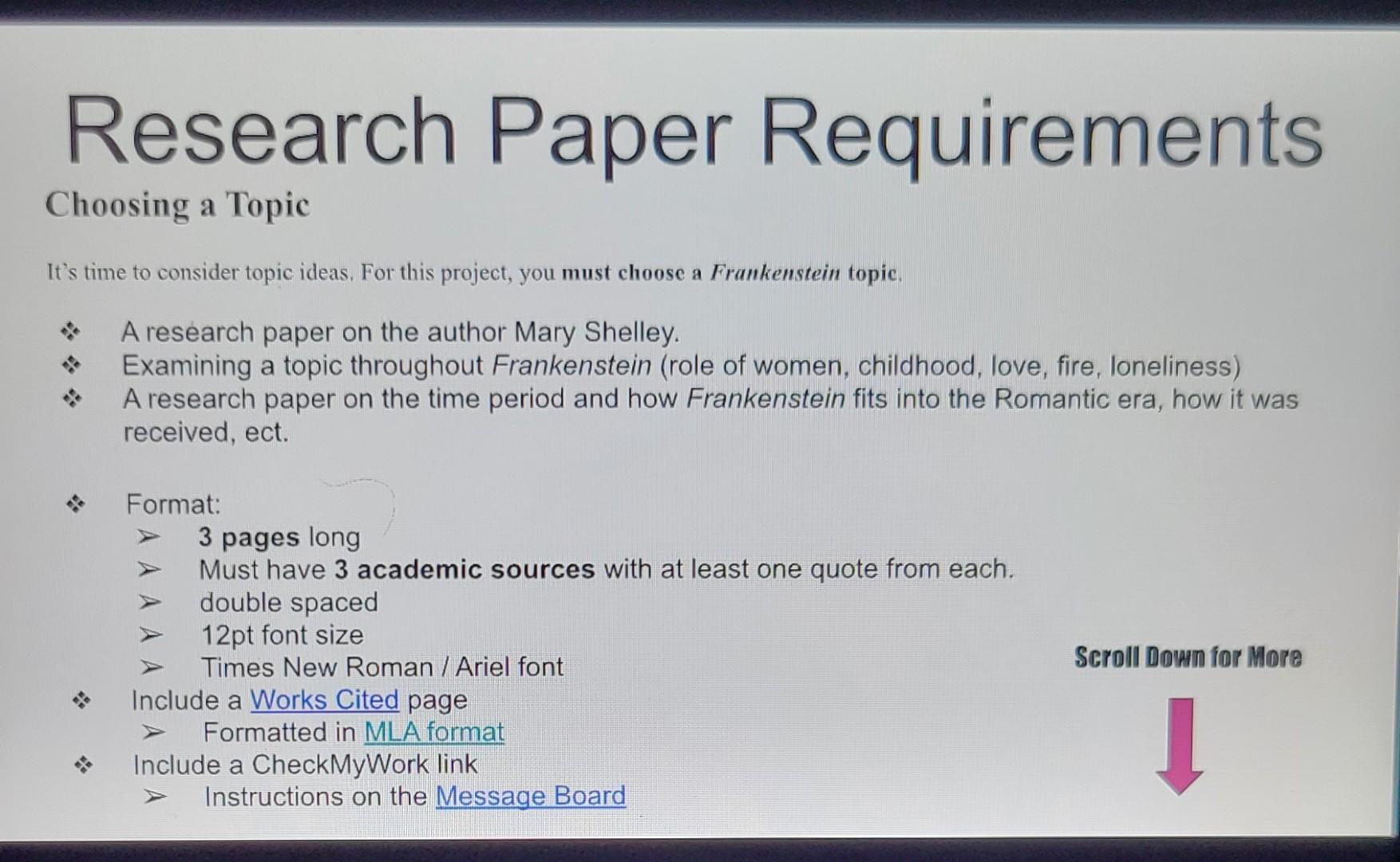 Research paper Requirements Choosing a Topic It's | Chegg.com