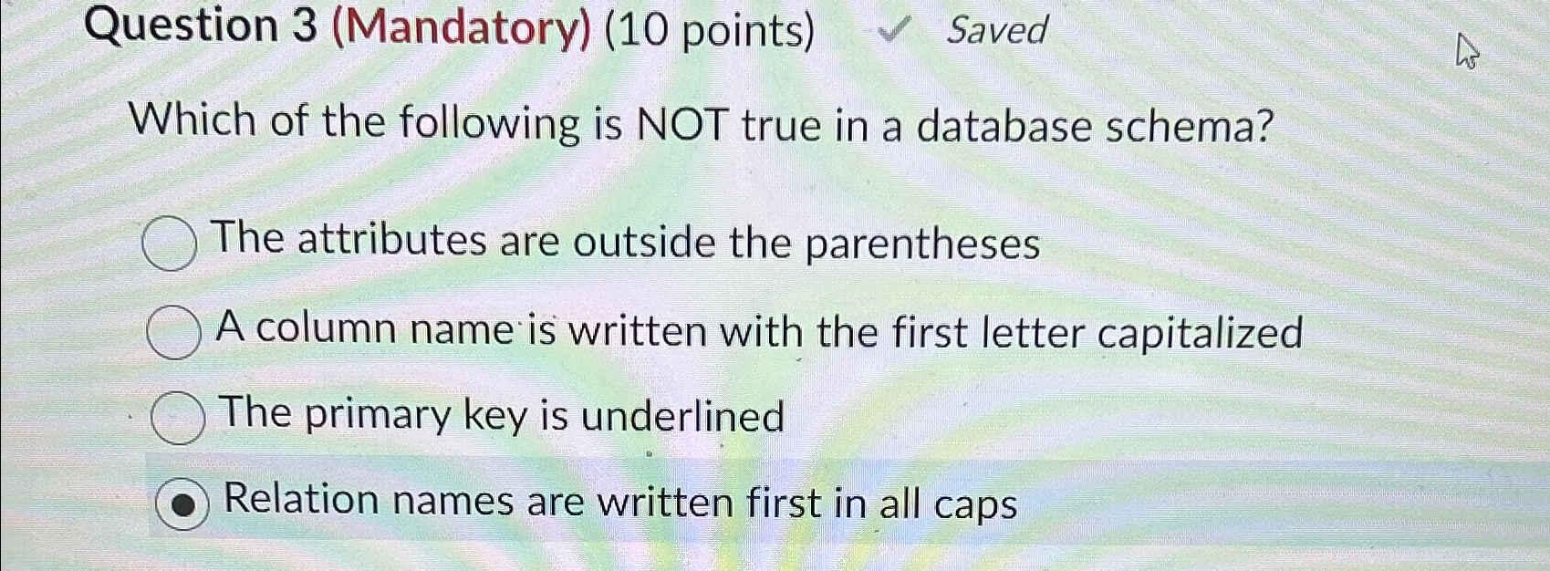Solved Question 3 (Mandatory) (10 points) SavedWhich of | Chegg.com Solved Question 3 (Mandatory) (10 points) SavedWhich of | Chegg.com