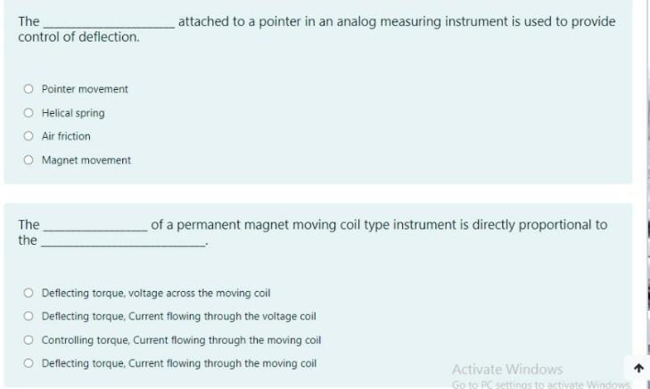 Solved The control of deflection. attached to a pointer in | Chegg.com