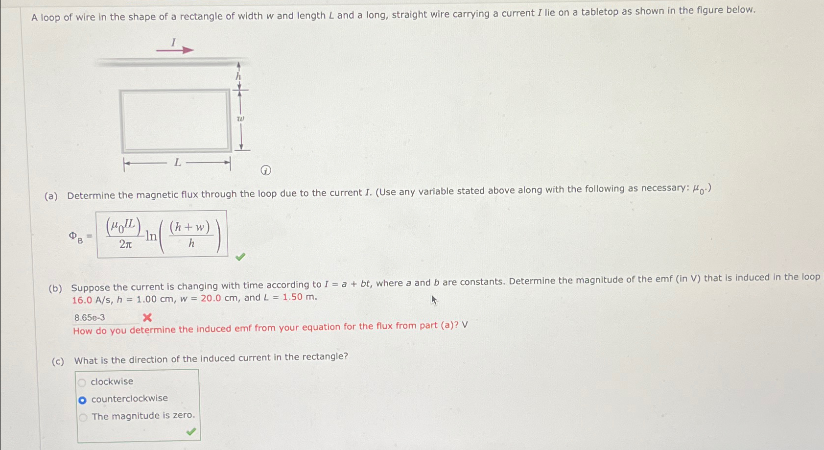 Solved A loop of wire in the shape of a rectangle of width w | Chegg.com