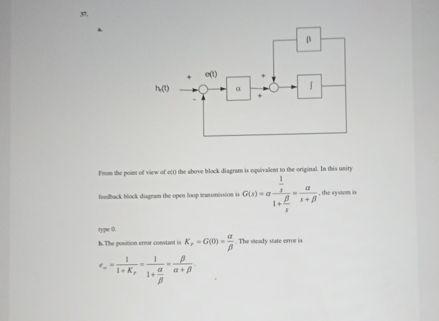 From the point of view of e(t) the above block | Chegg.com