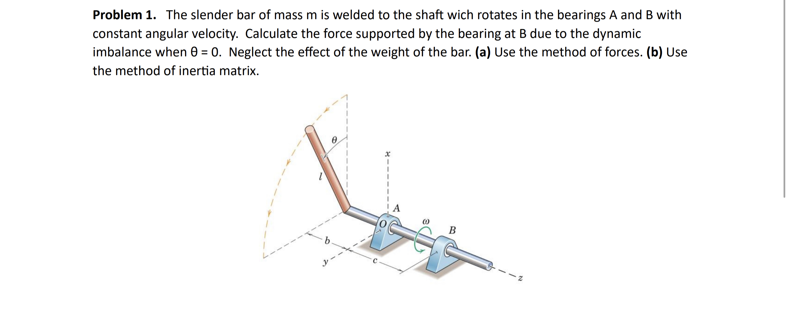 Solved (4Problem 1. ﻿The slender bar of mass m ﻿is welded to | Chegg.com