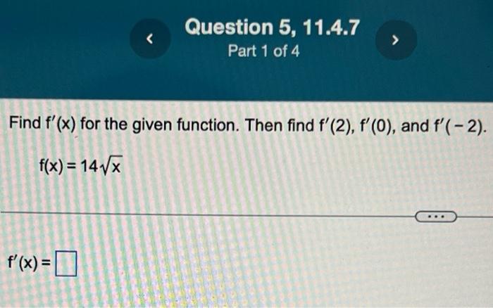Solved Find \( f^{\prime}(x) \) for the given function. Then | Chegg.com
