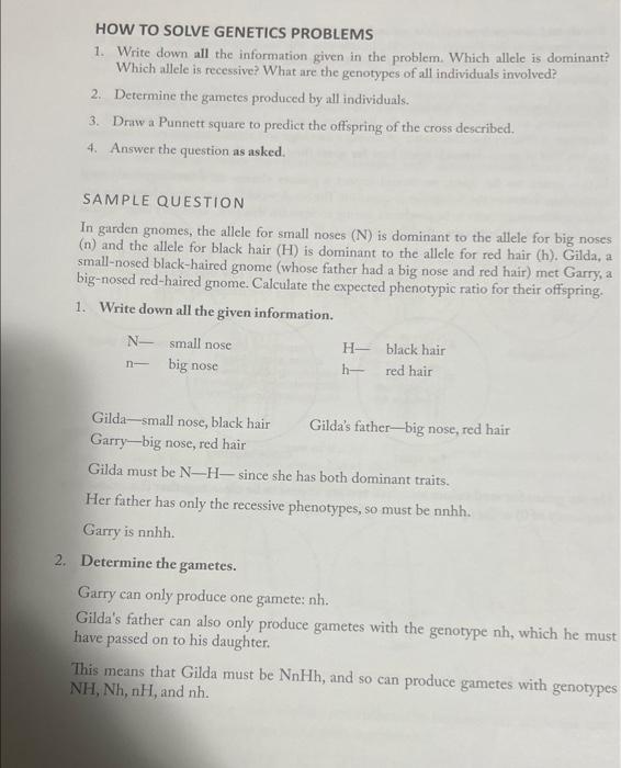 HOW TO SOLVE GENETICS PROBLEMS 1. Write down all the | Chegg.com