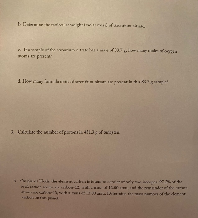 Solved 2. Write out: a. The formula for strontium nitrate | Chegg.com