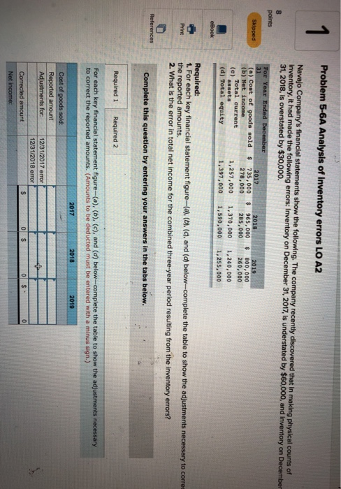 Solved Problem 5-6A Analysis of Inventory errors LO A2 | Chegg.com
