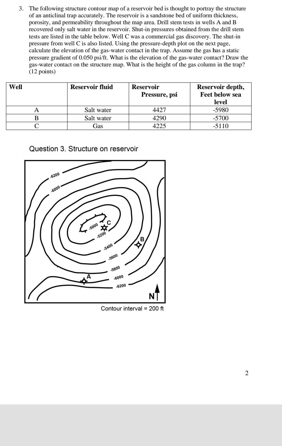 3. The following structure contour map of a reservoir | Chegg.com
