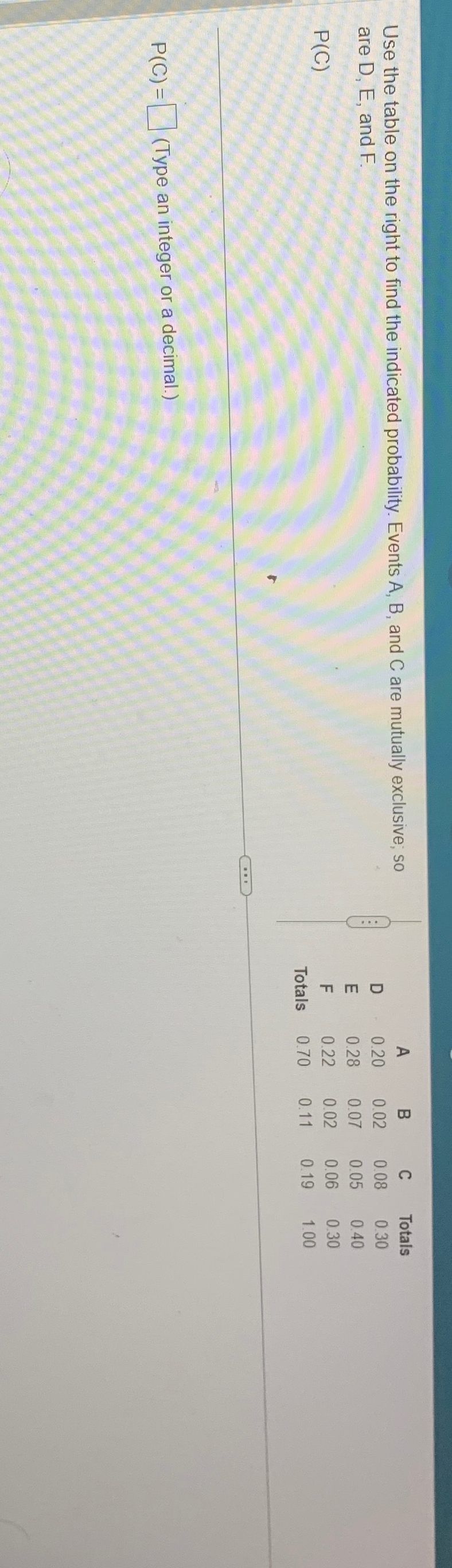 Solved Use the table on the right to find the indicated | Chegg.com