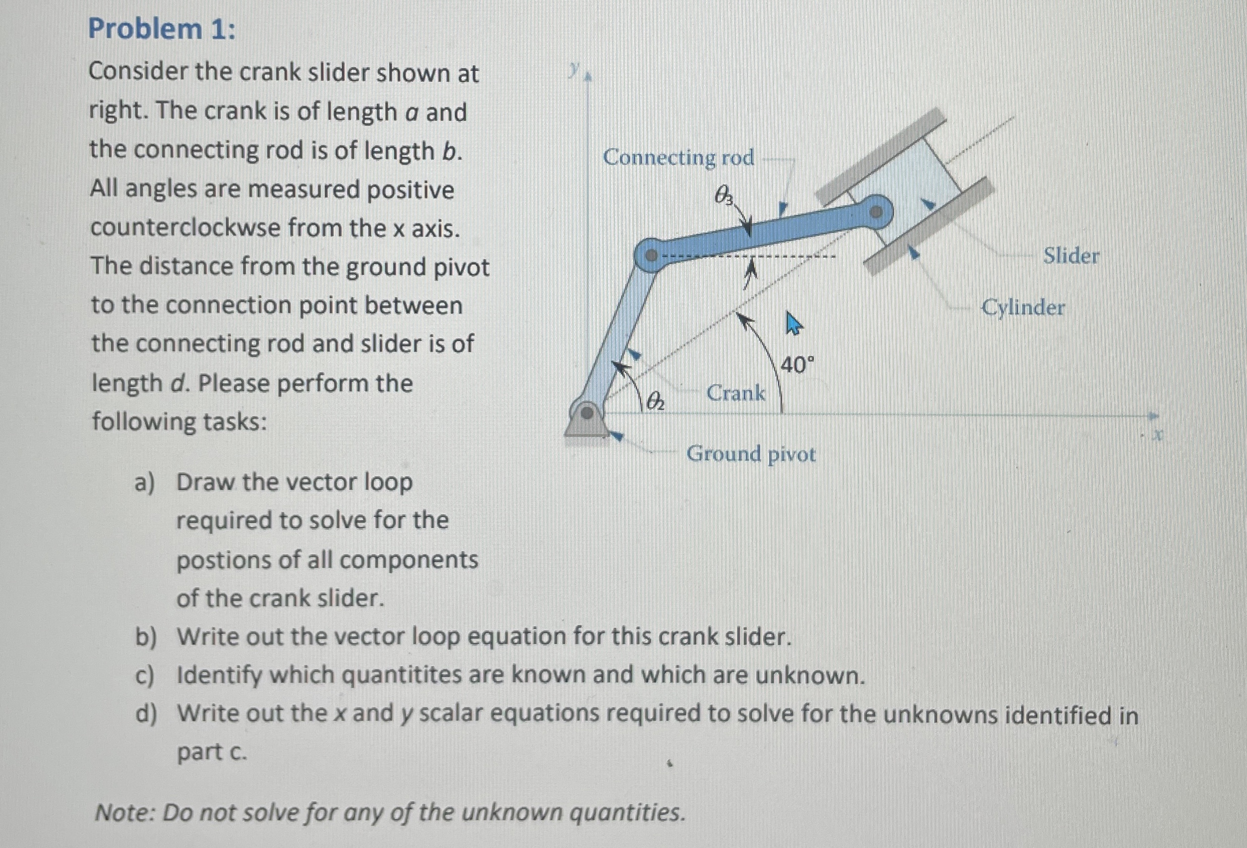 Solved Problem 1:Consider the crank slider shown at right. | Chegg.com