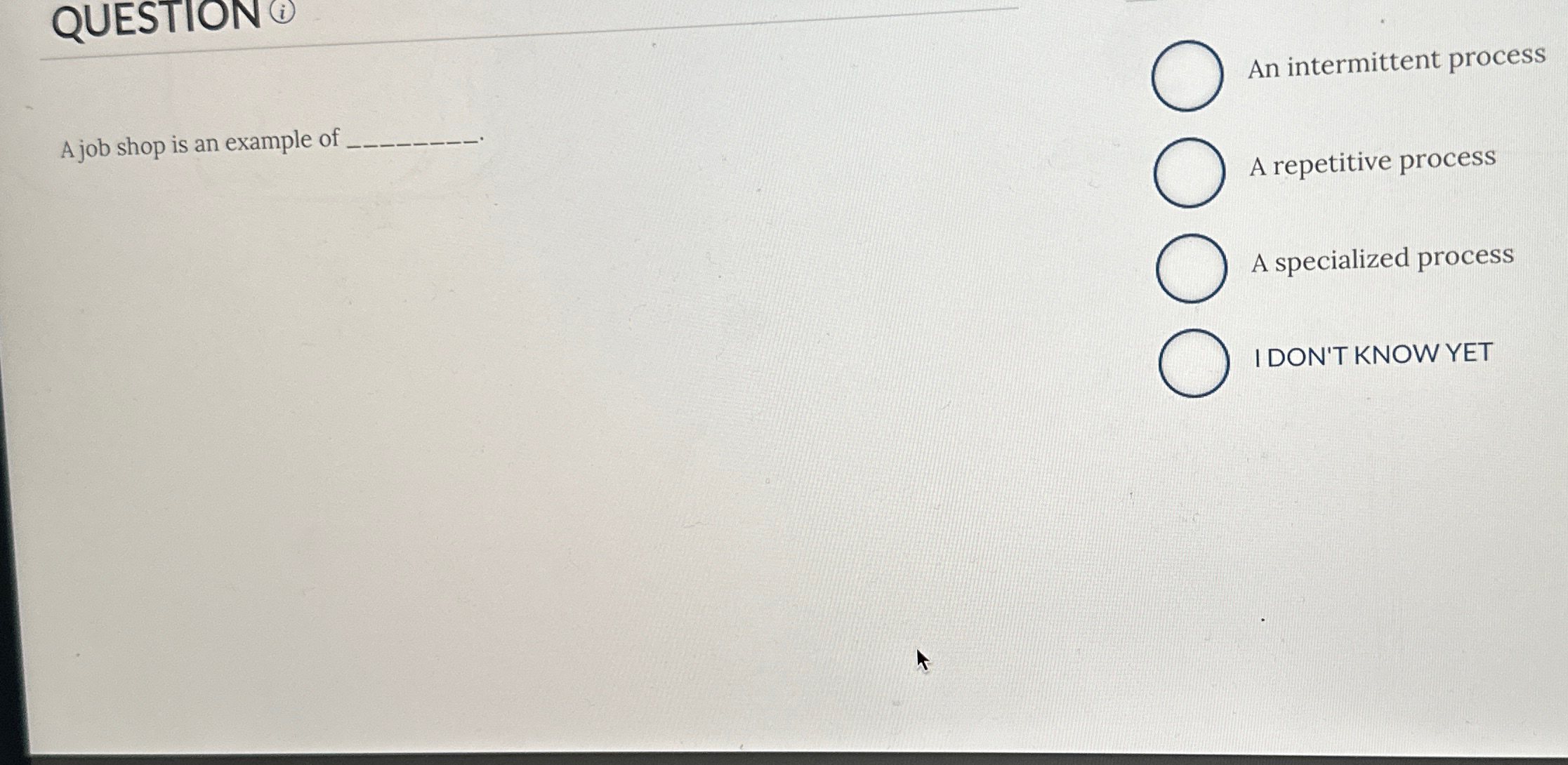 Solved QUESTION (i)A job shop is an example of An | Chegg.com