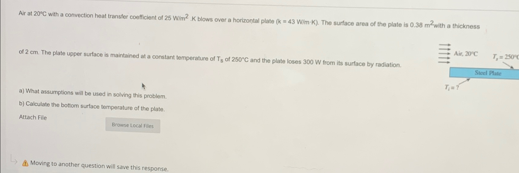 Solved Air at 20°C ﻿with a convection heat transfer | Chegg.com