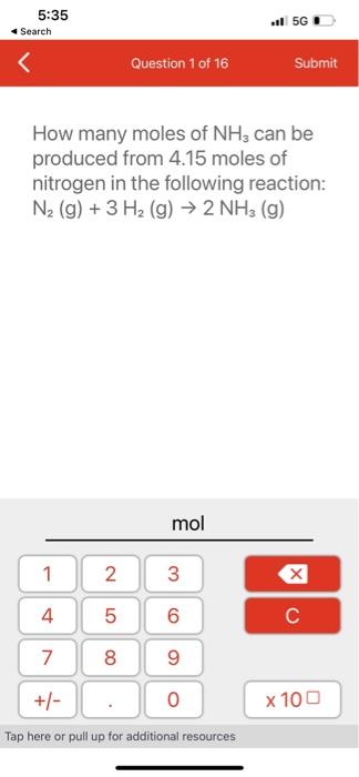 Solved How many moles of NH3 can be produced from 4.15 moles | Chegg.com