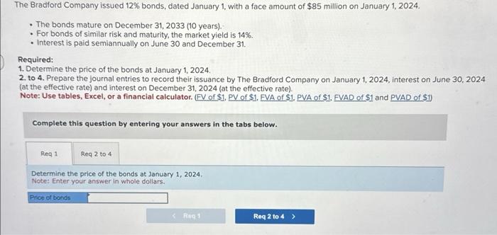 Solved The Bradford Company issued 12% bonds, dated January | Chegg.com
