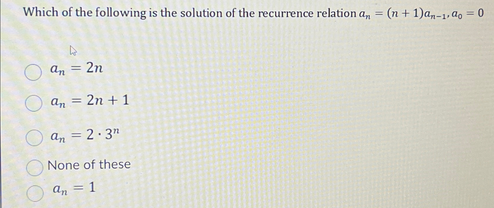 Solved Which of the following is the solution of the | Chegg.com