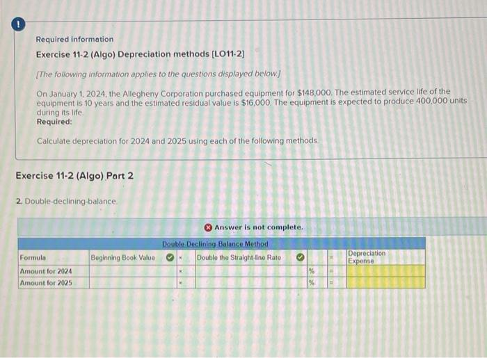 Solved Required information Exercise 11-2 (Algo) | Chegg.com