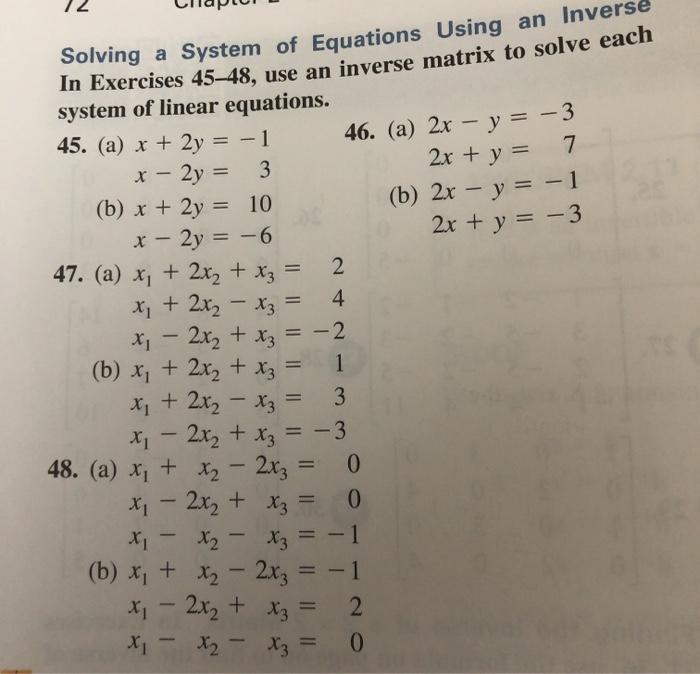 Solved 12 Solving A System Of Equations Using An Inverse In Chegg