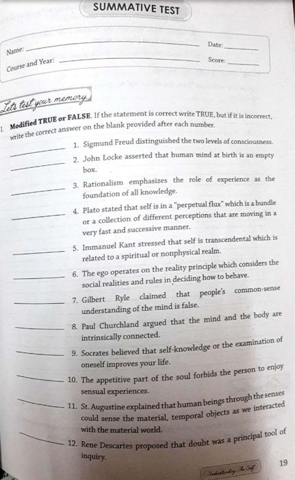 Modified TRUE or FALSE. If the statement is correct | Chegg.com