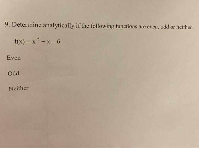 Solved 9. Determine analytically if the following functions | Chegg.com