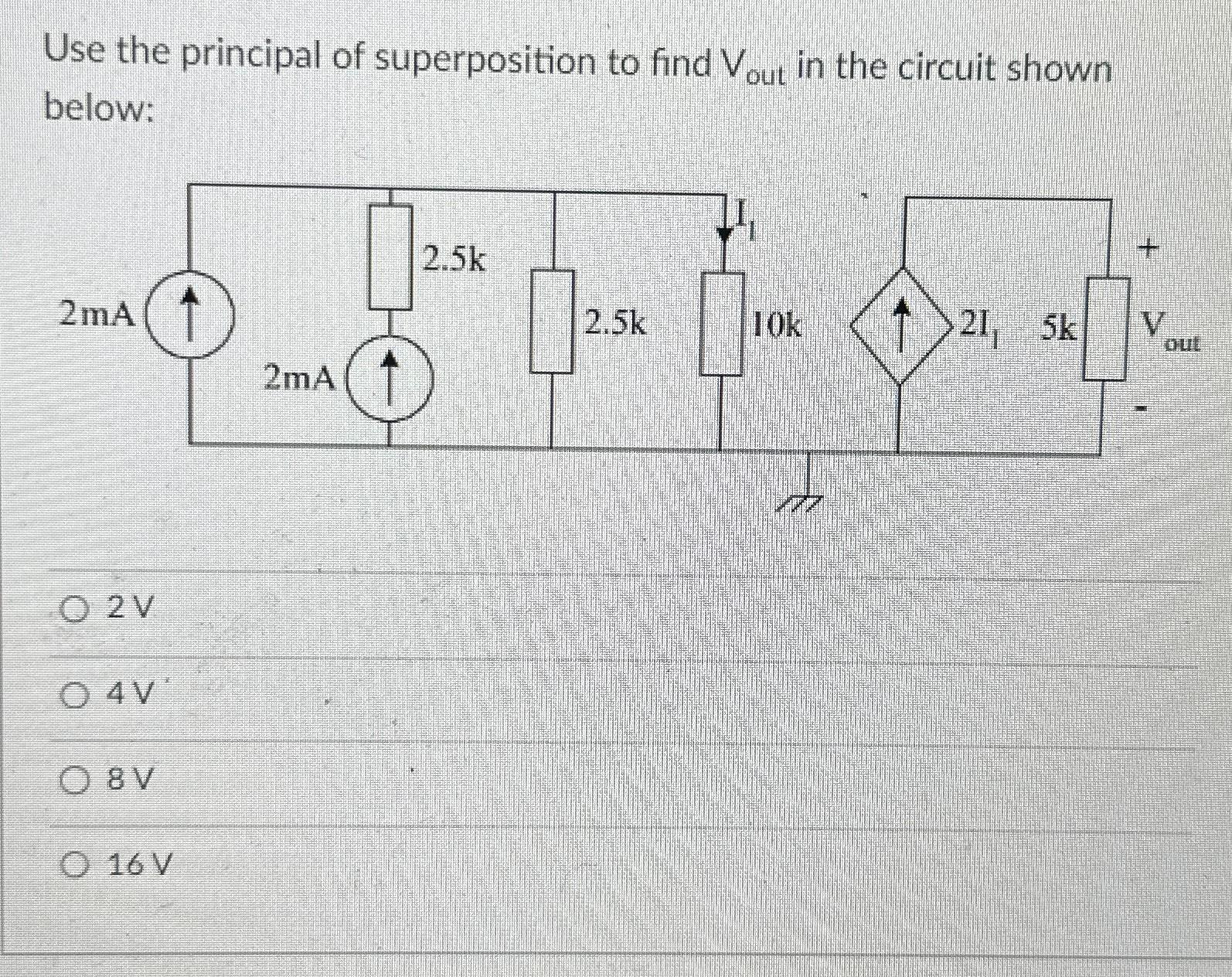 Solved Use the principal of superposition to find Vout ﻿in | Chegg.com
