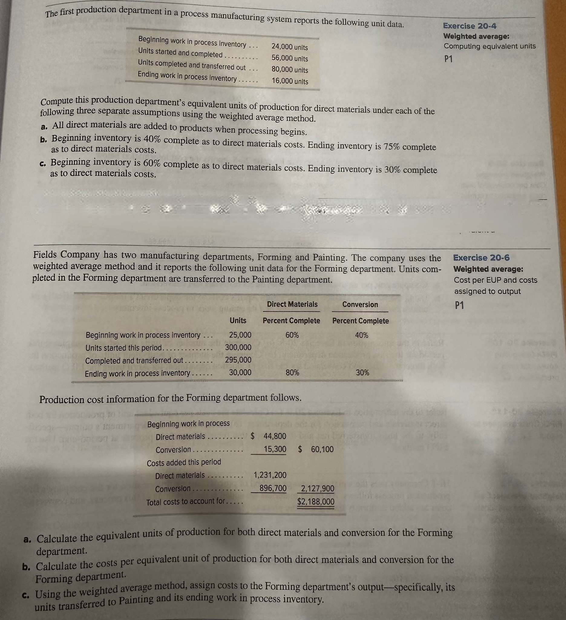 Solved The first production department in a process | Chegg.com