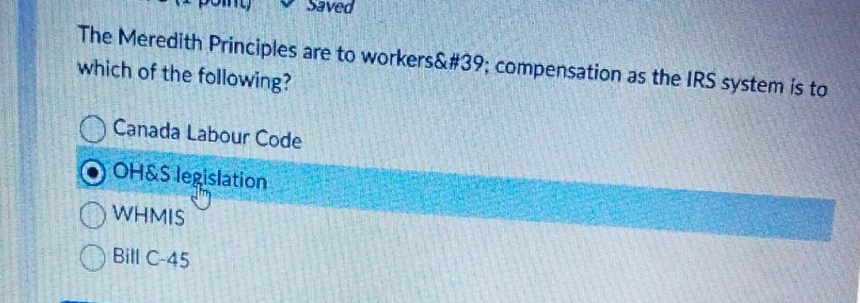 Solved The Meredith Principles are to workers \&\#39; | Chegg.com
