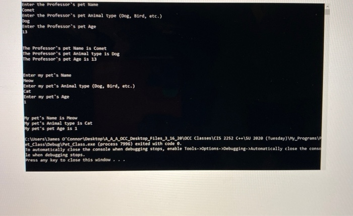 Solved Design a class named Pet, which should have the | Chegg.com