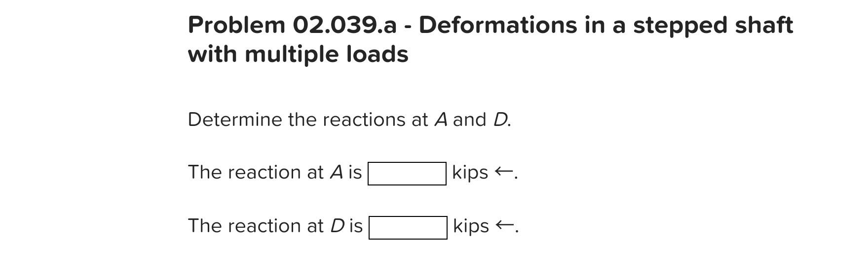 Solved Problem 02.039 - Deformations in a stepped shaft with | Chegg.com