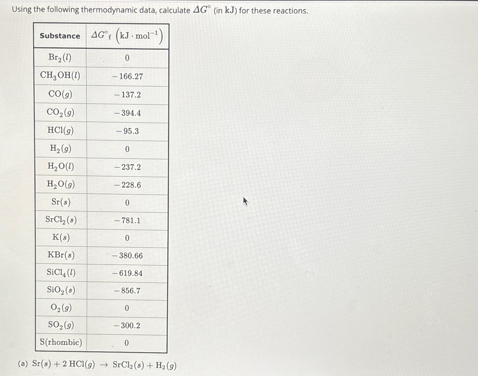 Solved \table A THROUGH | Chegg.com