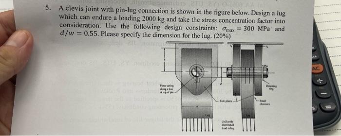 Solved bis 210 5. A clevis joint with pin-lug connection is | Chegg.com