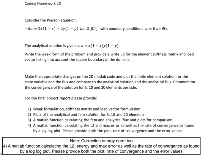 Solved Coding Homework 2D Consider the Poisson equation: -Au | Chegg.com