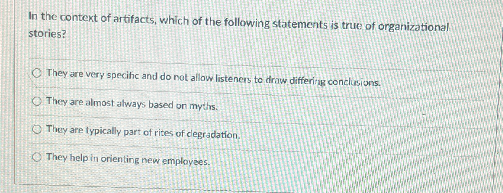 Solved In the context of artifacts, which of the following | Chegg.com