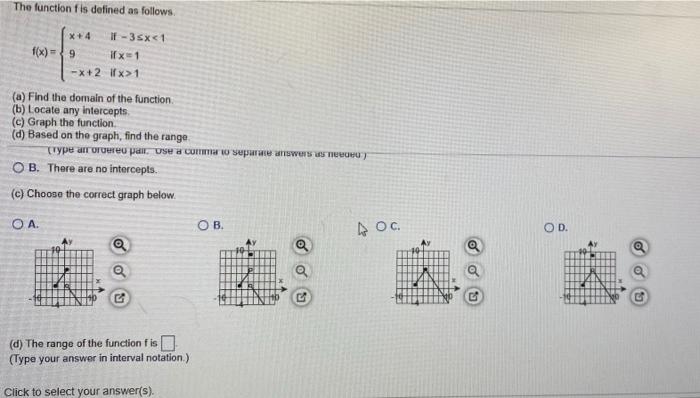 Solved The function fis defined as follows X+ 4 if -35x