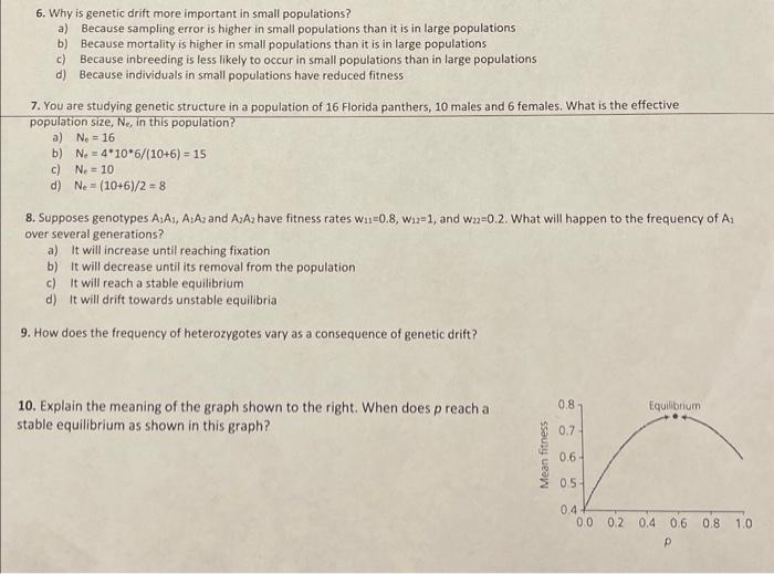 Solved 6. Why is genetic drift more important in small | Chegg.com
