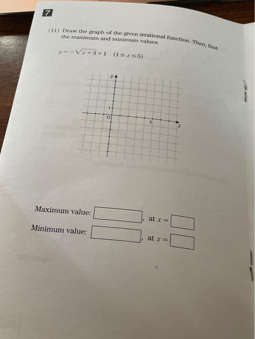 Solved (11) Draw the graph of the given irrational function. | Chegg.com