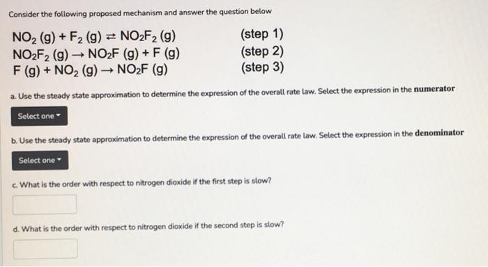 Solved Consider the following proposed mechanism and answer | Chegg.com