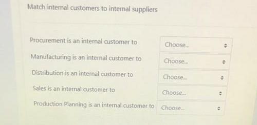 Solved Match internal customers to internal suppliers Choose | Chegg.com