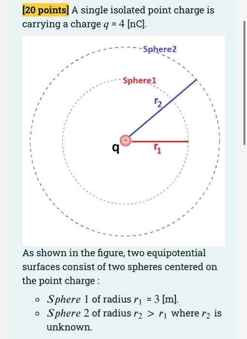 Solved [20 points] A single isolated point charge is | Chegg.com