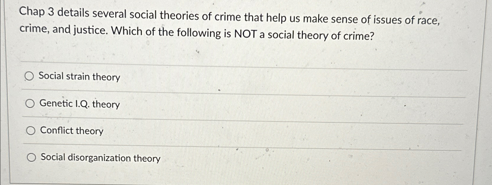 Chap 3 ﻿details several social theories of crime that | Chegg.com