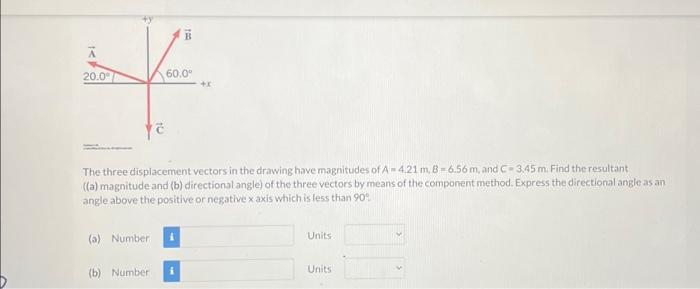 Solved The three displacement vectors in the drawing have | Chegg.com