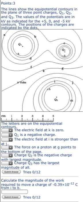 Solved Points:3 The lines show the equipotential contours in | Chegg.com