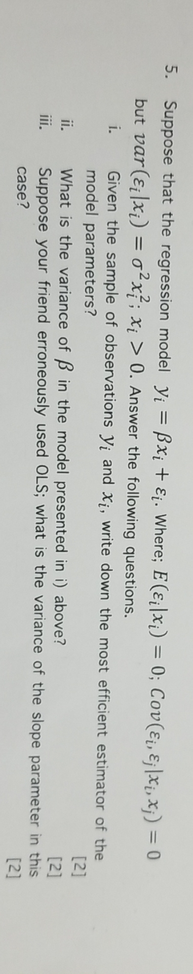 Solved Suppose that the regression model yi=βxi+εi. ﻿Where; | Chegg.com